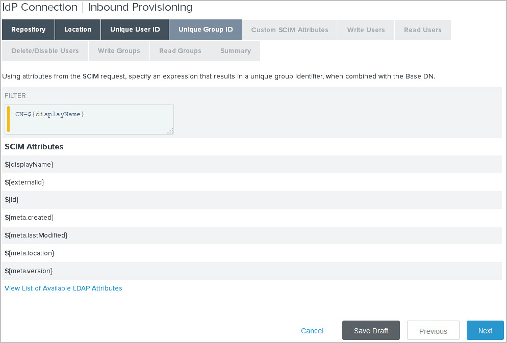 Defining a unique group ID | PingFederate Server