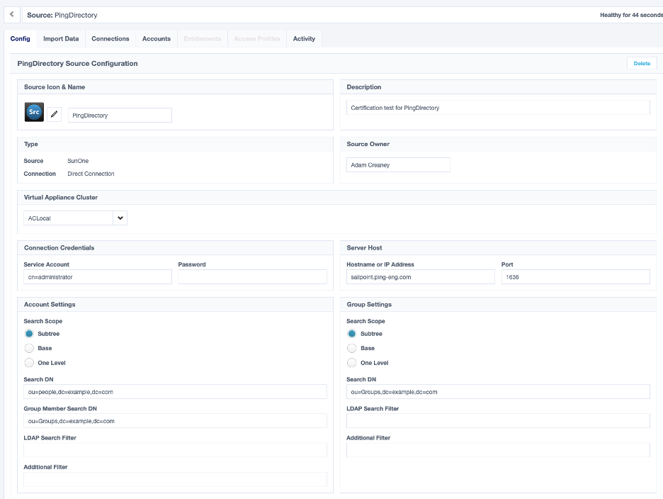 Configuring the IdentityNow application for PingDirectory | Use Cases